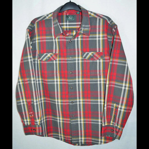 G.H. Bass & Co. | Shirts | Gh Bass Shirt Grayredwhiteyellow Twill ...